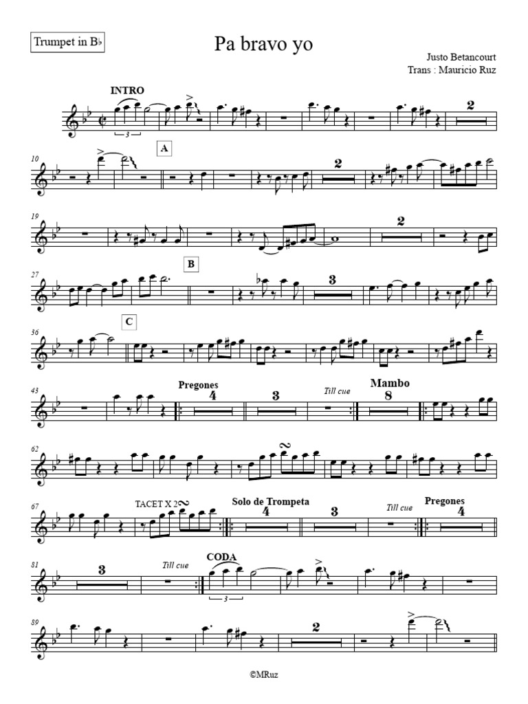 Trumpet Sheet Music: Pa Bravo Yo | PDF