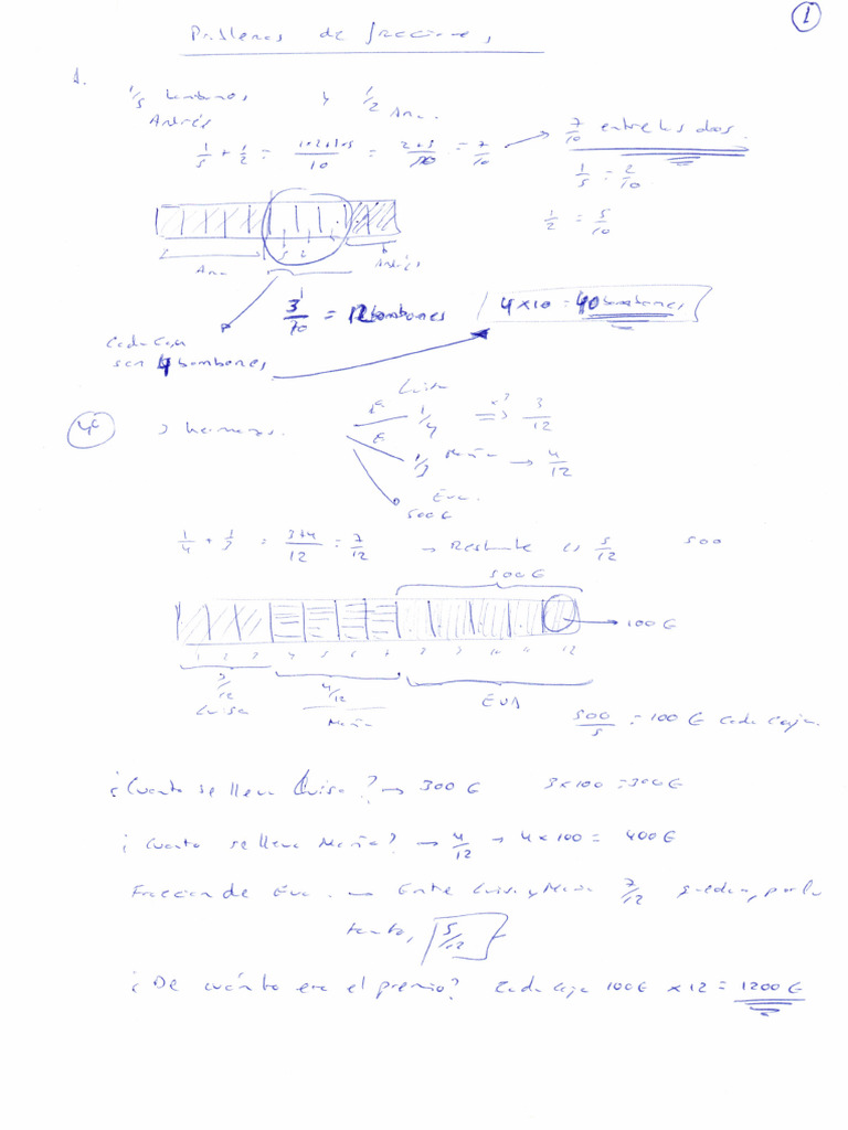 Ficha problemas fracciones UD2_soluciones | PDF