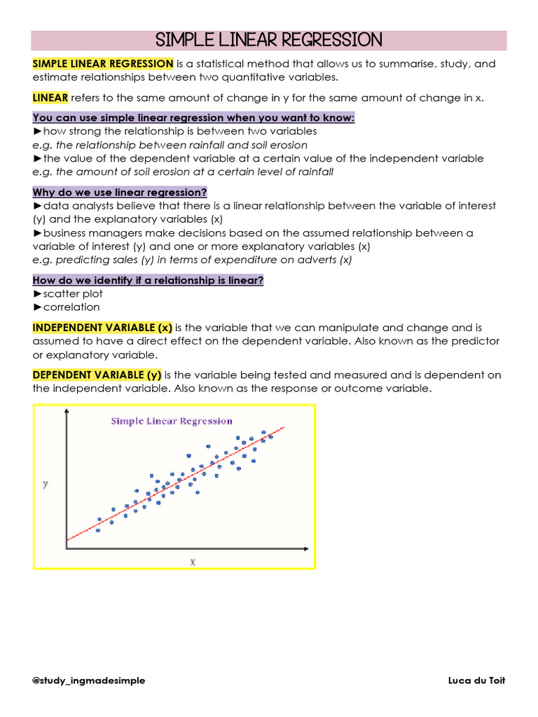 Simple Linear Regression | PDF | Linear Regression | Dependent And Independent Variables