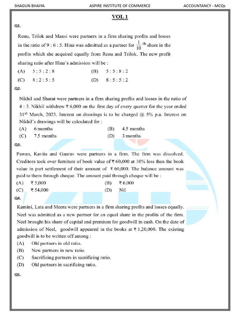 VOL 1 - MCQs | PDF
