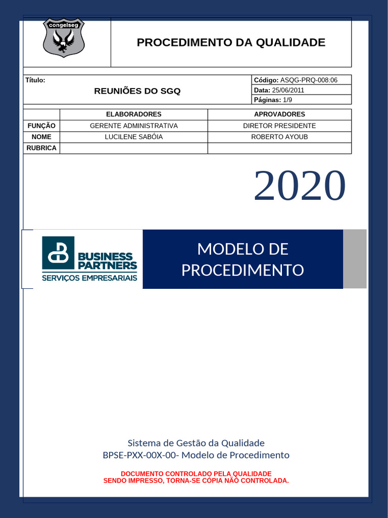 MODELO DE PROCEDIMENTO | PDF | Qualidade (negócios) | Computação em nuvem