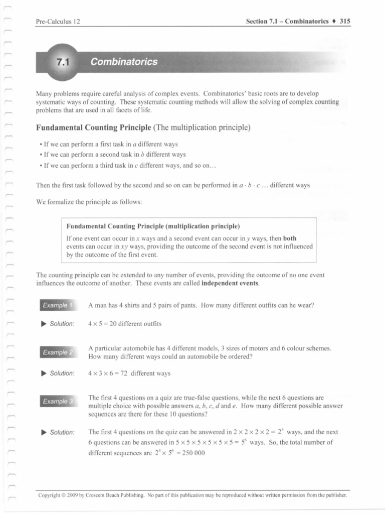 Chapter 7 - Combinatorics | PDF