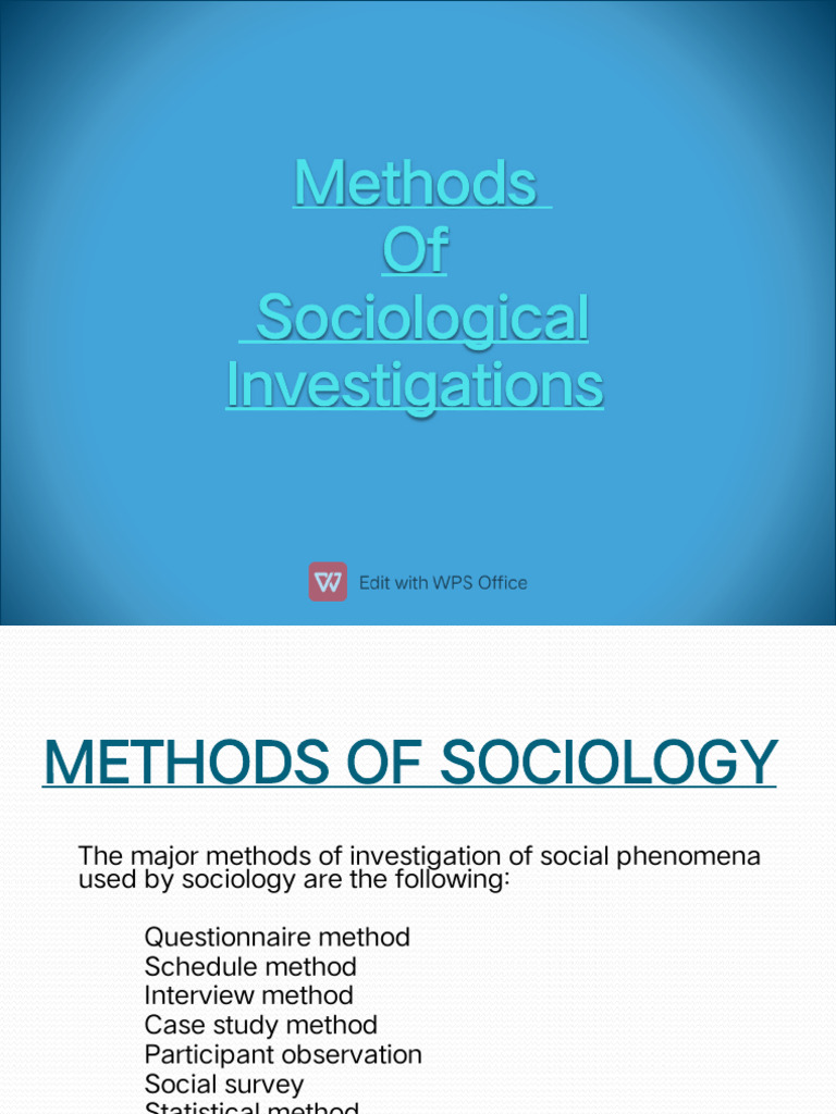 Methods of Sociological Investigations | PDF | Questionnaire | Sociology