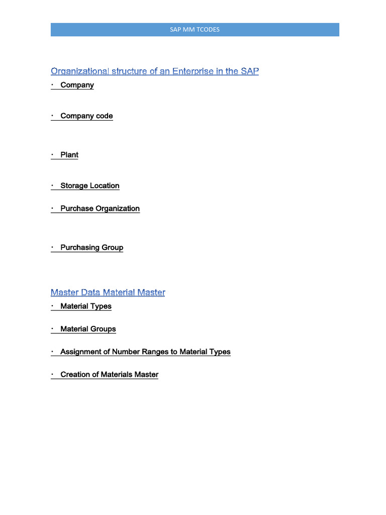 Essential SAP MM TCODES Guide | PDF | Business