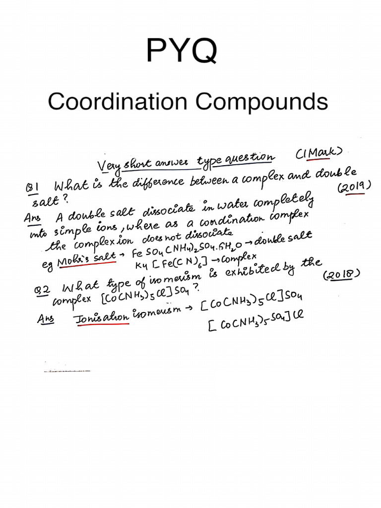 Coordination Compounds PYQ | PDF