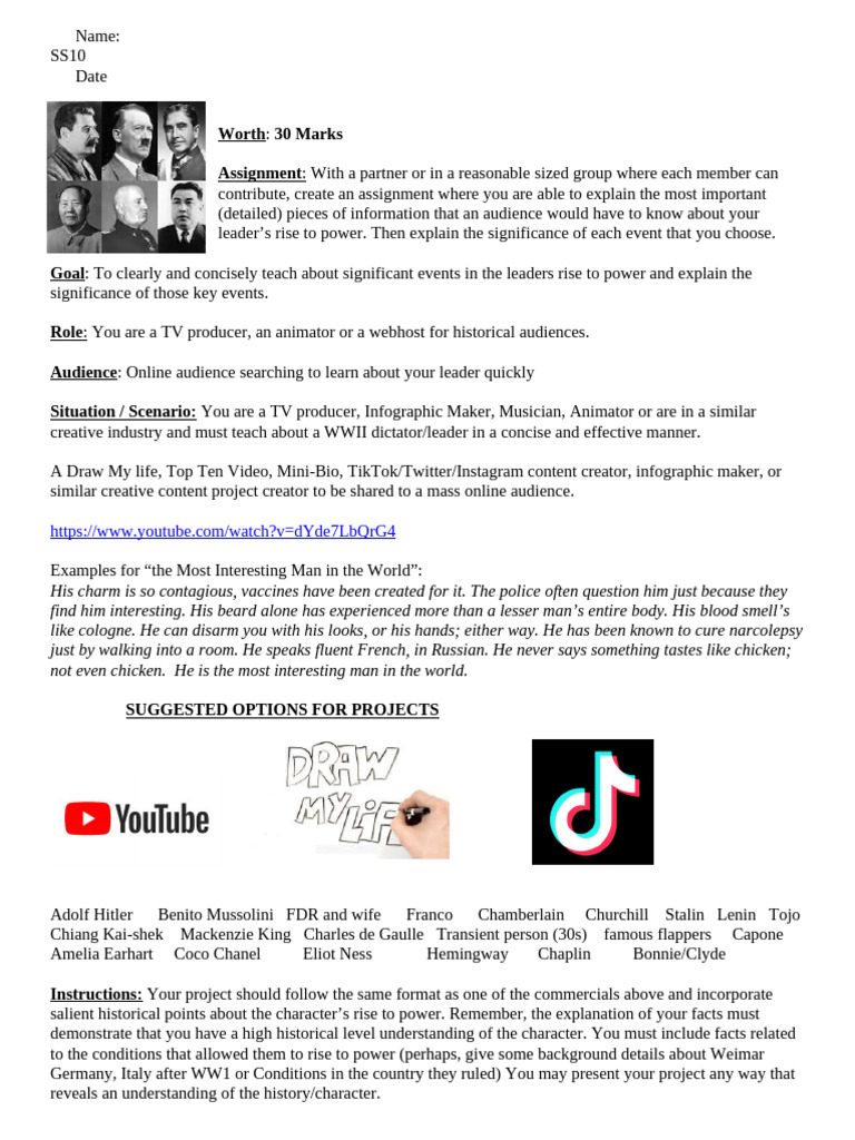 Famous Dictators or Leaders - New Assignment 2023 | PDF | Benito Mussolini