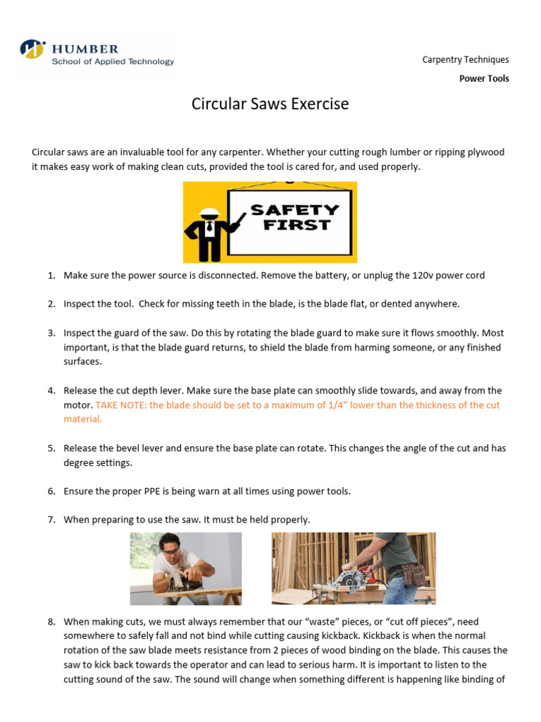 Circular Saws Exercise Practical | PDF | Lumber | Carpentry