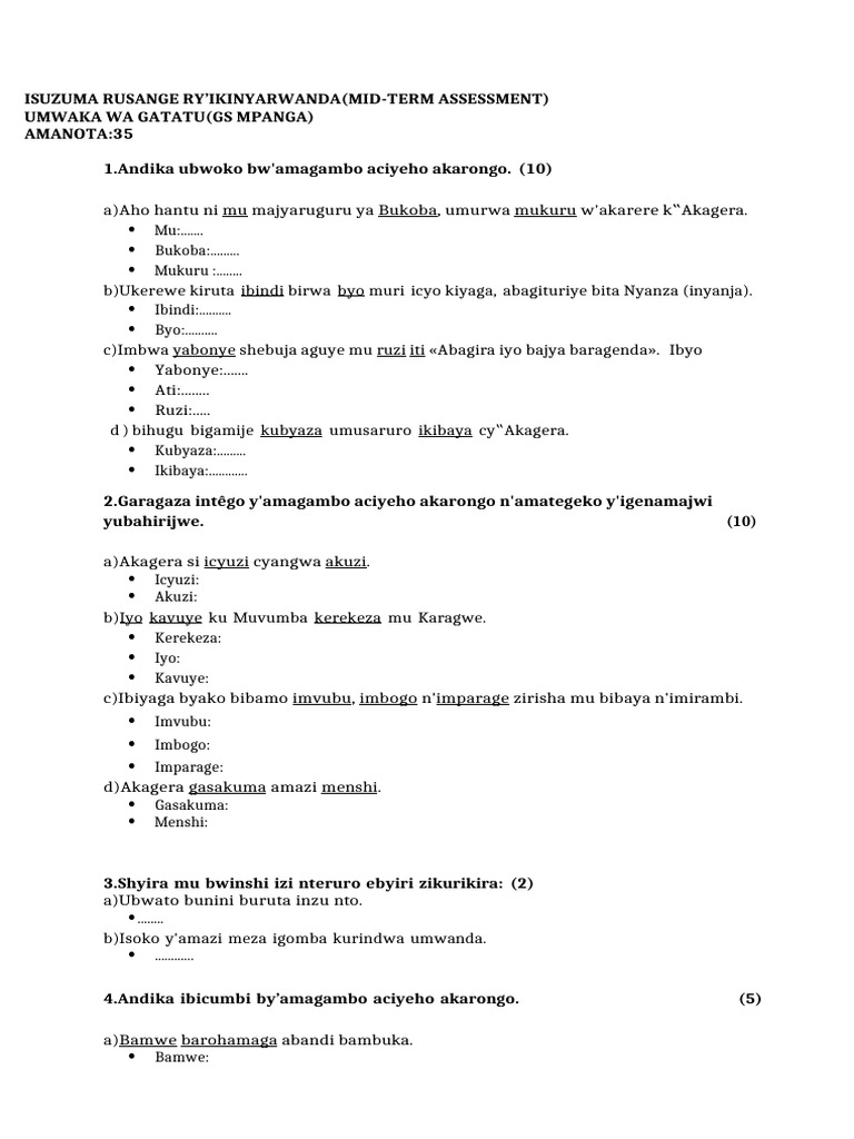 S3 Mid-Term Assessment | PDF