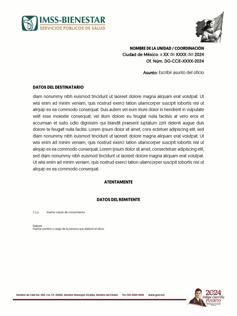 Machote - Oficio - Act - Imss-Bienestar 2024 | PDF