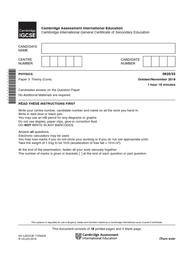 IGCSE Physics Paper 3 Theory 2019 | PDF | Isotope | Radioactive Decay