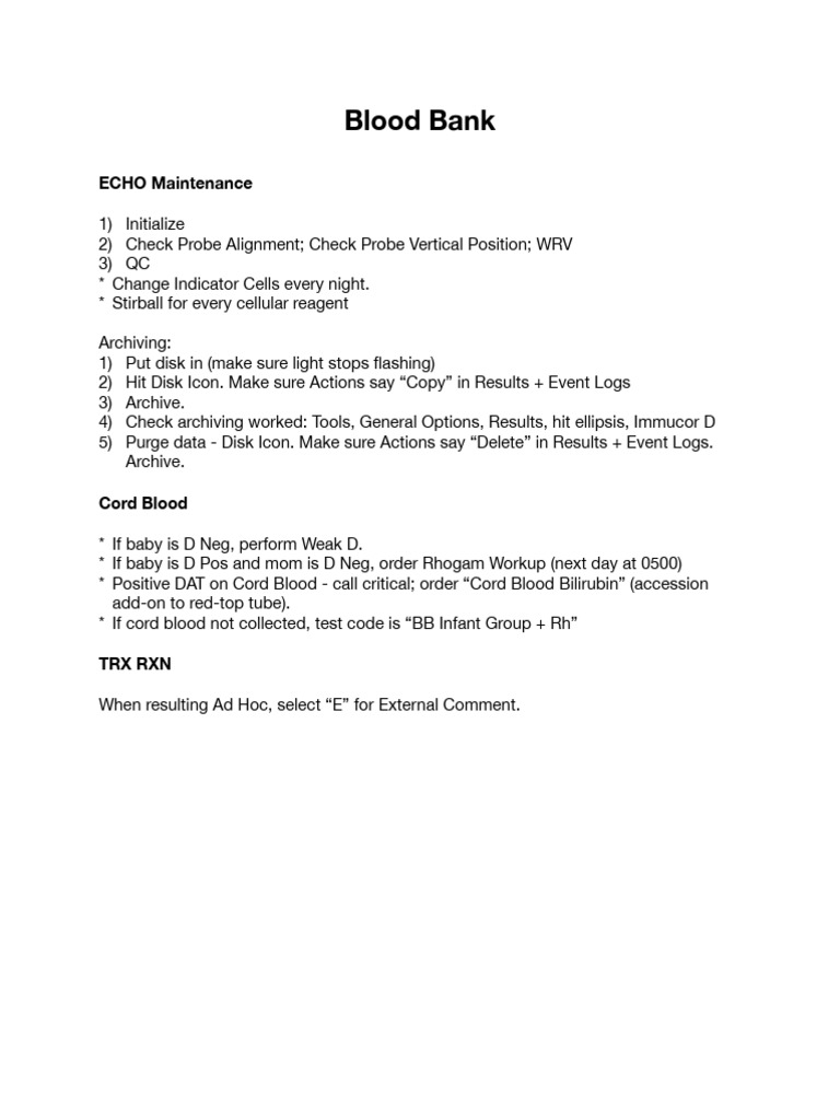 Blood Bank ECHO Maintenance Guide | PDF