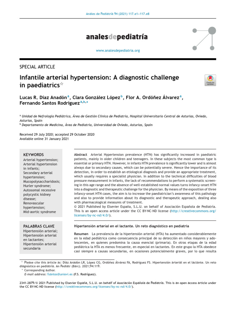 Infantile Arterial Hypertension_ a Diagnostic Challenge in Paediatrics | PDF | Hypertension | Kidney
