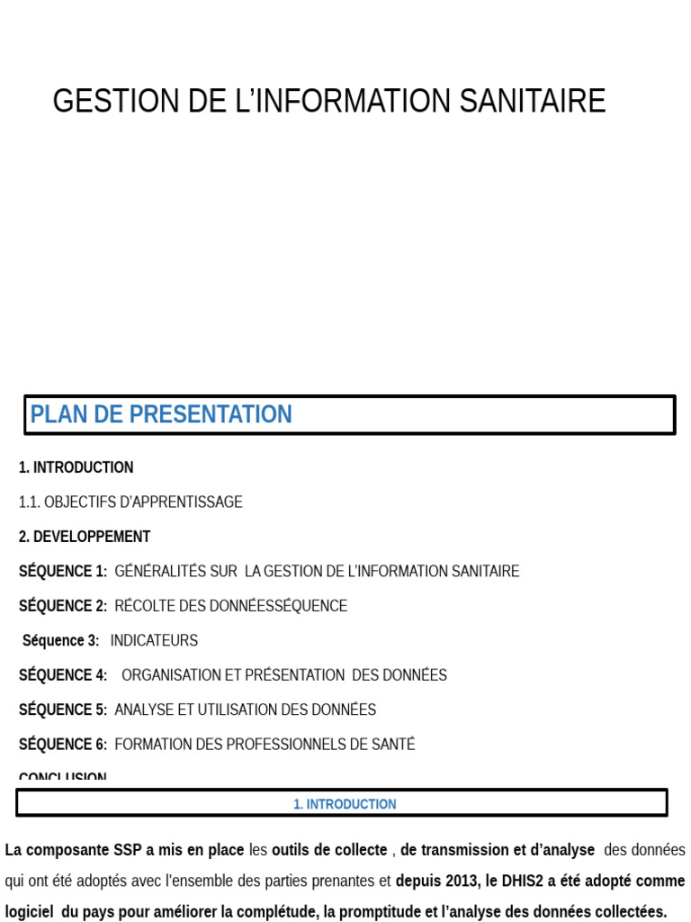 Gestion de l'Information Sanitaire en RDC | PDF | Informations | Santé ...