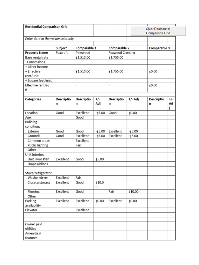 Residential Comparison Grid | PDF