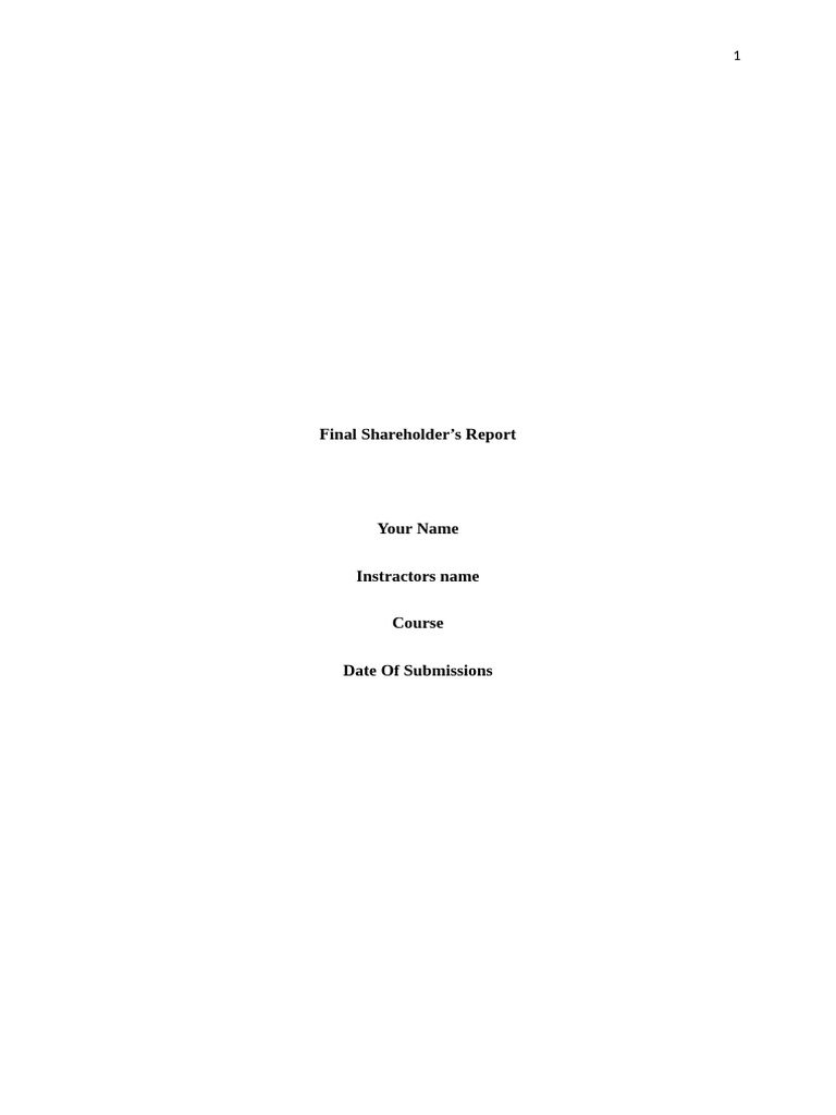 Final Shareholders Report.F1 | PDF | Balance Sheet | Equity (Finance)