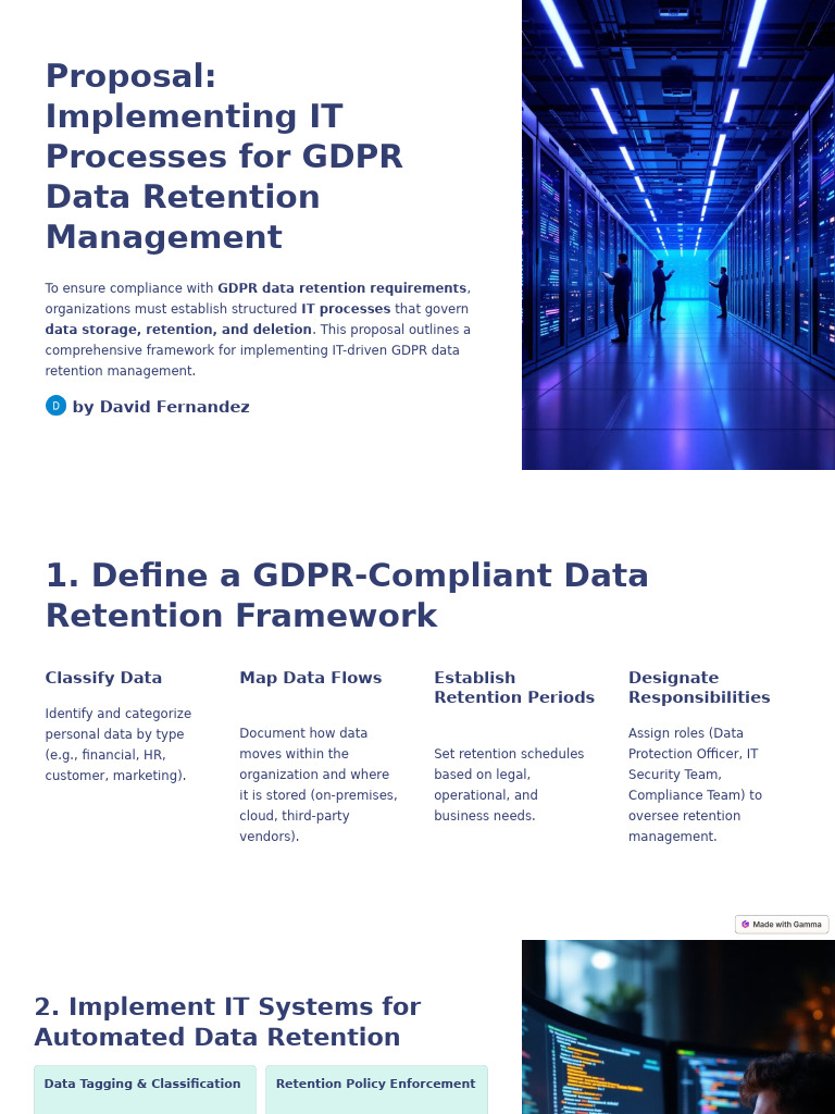Proposal Implementing IT Processes for GDPR Data Retention Management | PDF | Regulatory ...
