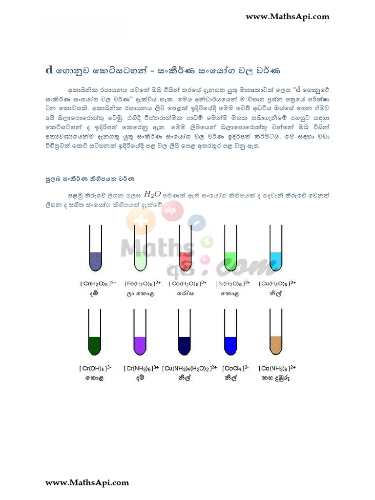 Unit 06 Inorganic Chemsitry D Block Colours of Complex Compounds | PDF