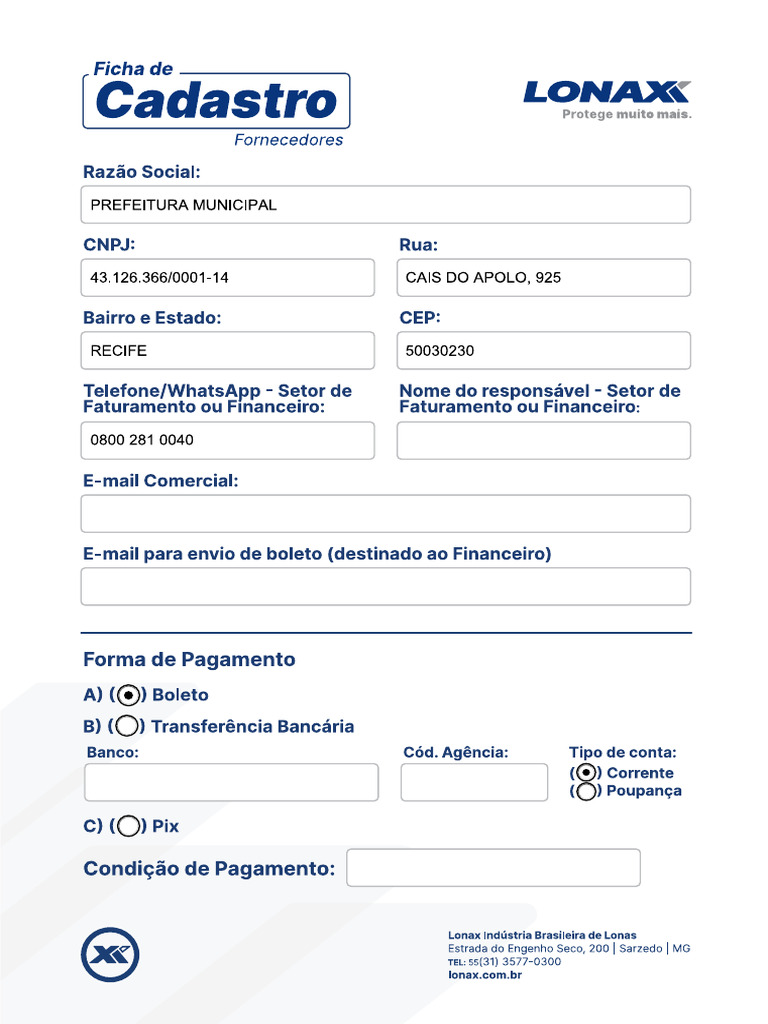 Cadastro Fornecedores Form | PDF