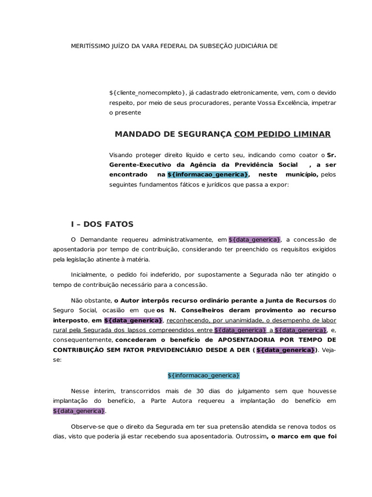 Mandado de Segurança Previdenciário | PDF | Habeas corpus | Justiça