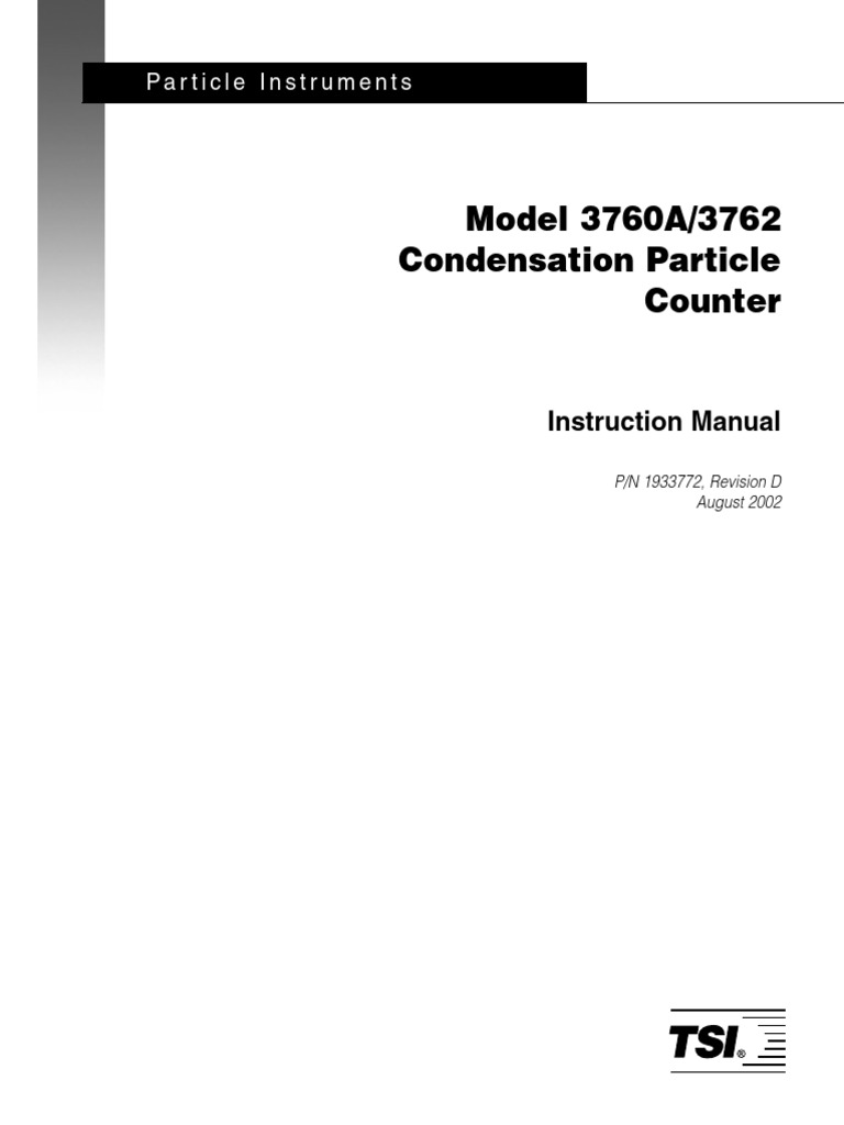 TSI 3760A Condensation Particle Counter Manual | PDF | Legal Liability | Liquids