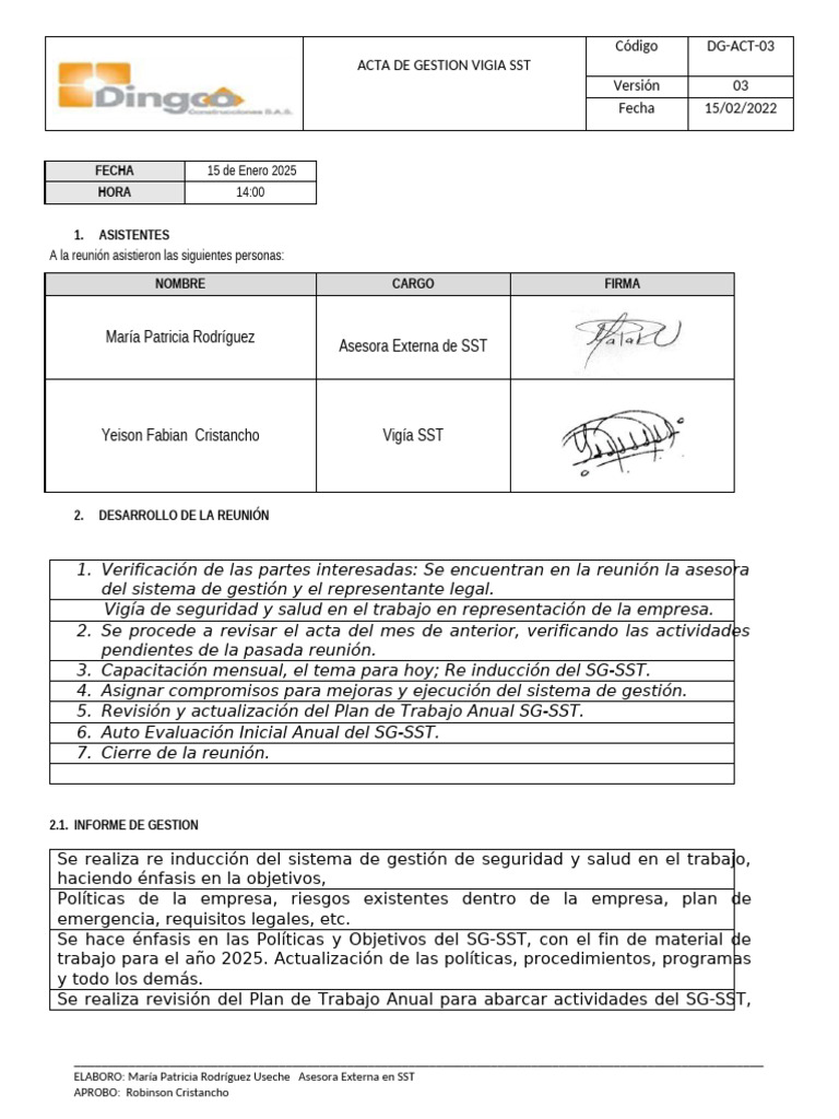 Acta Enero 2025 | PDF