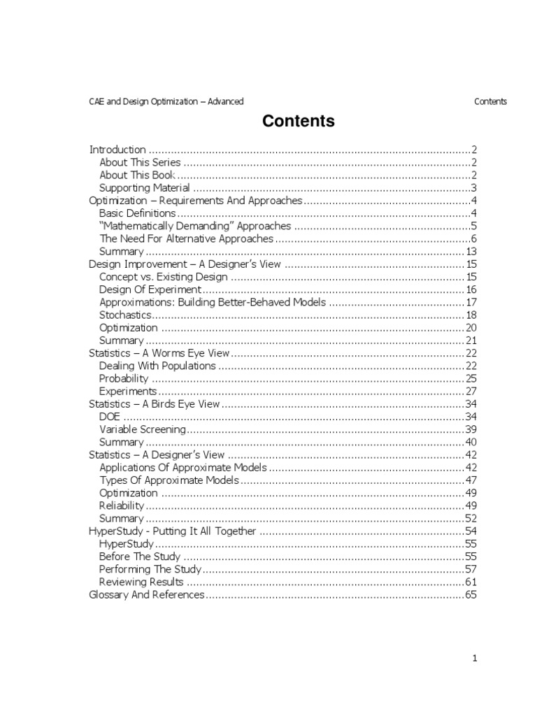 Altair's Student Guides - CAE and Design Optimization - Advanced | PDF | Mathematical ...