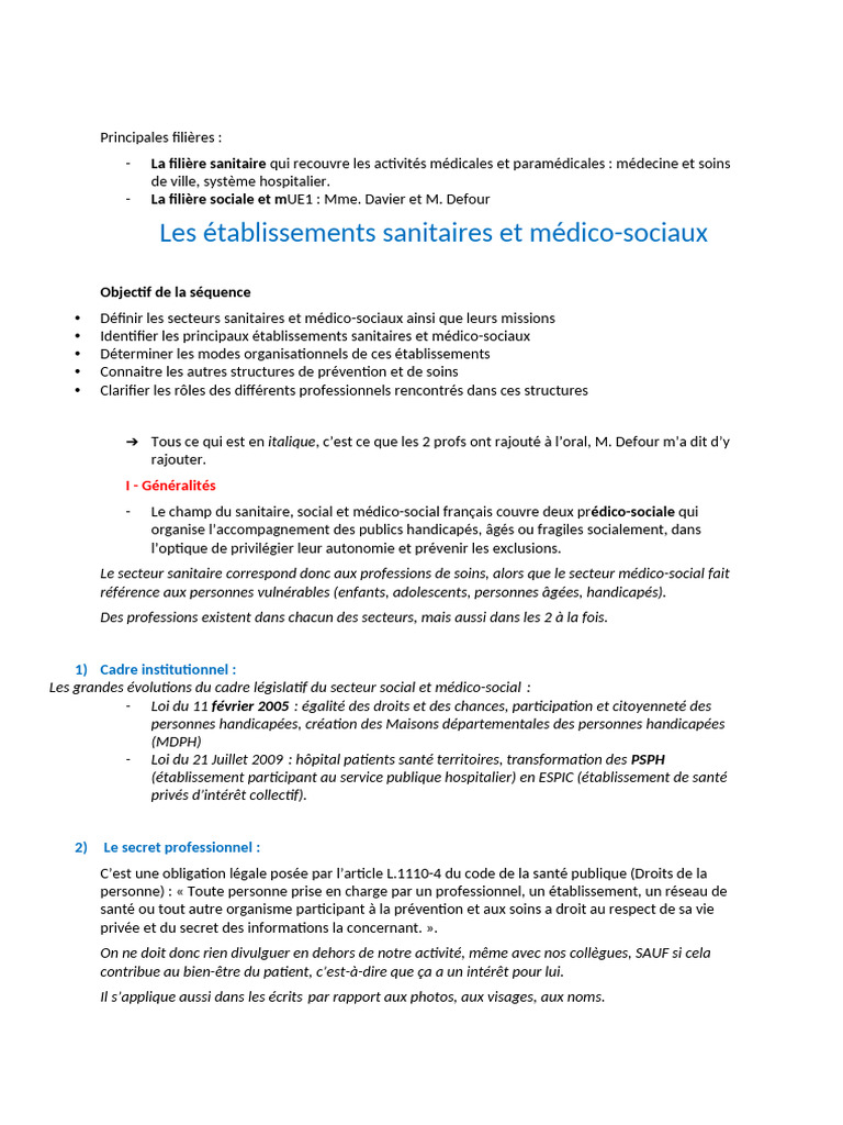 Secteurs sanitaire et médico-social en France | PDF | Hôpital | Invalidité