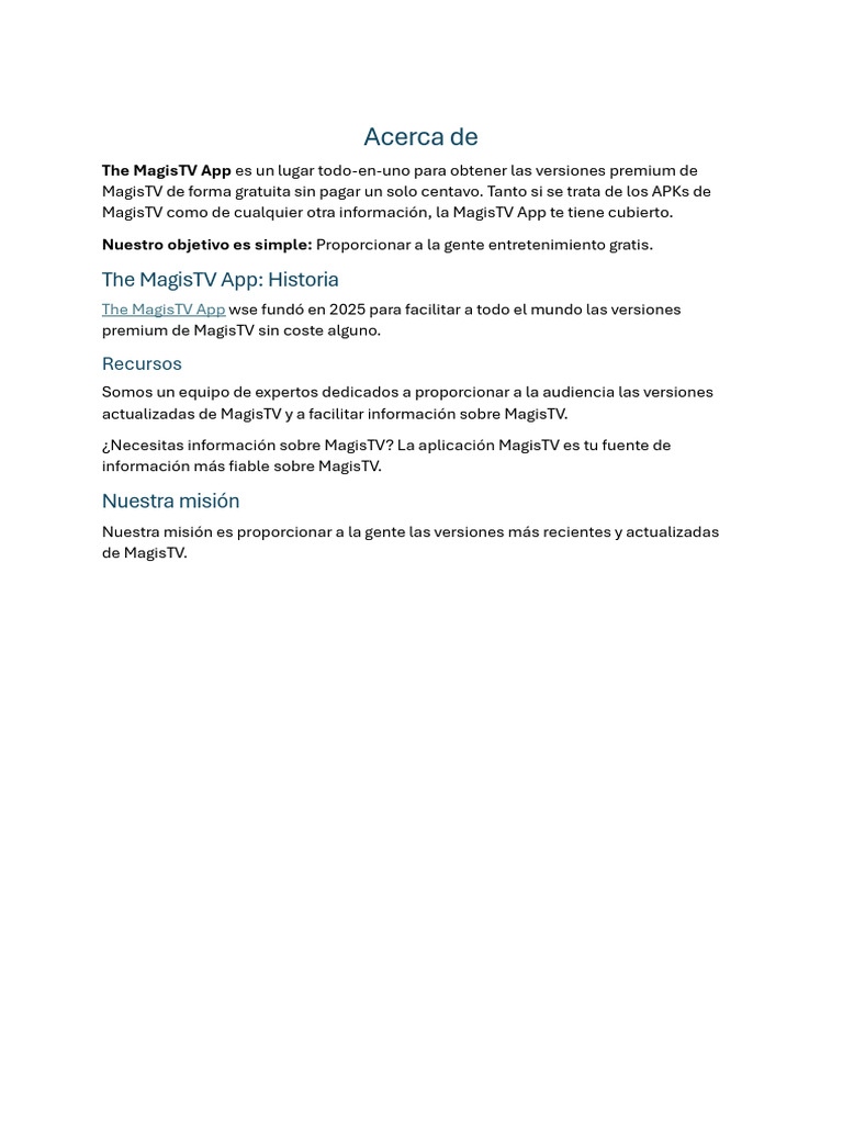 MagisTV App: Entretenimiento Gratis y Actualizaciones | PDF
