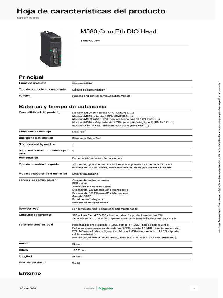 Schneider Electric Modicon-M580-EPac BMENOC0301 | PDF | Controlador ...