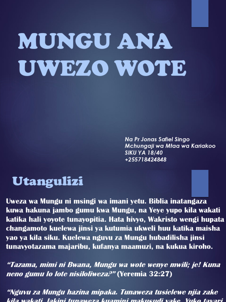 Mungu Ana Uwezo Wote 40 Days | PDF