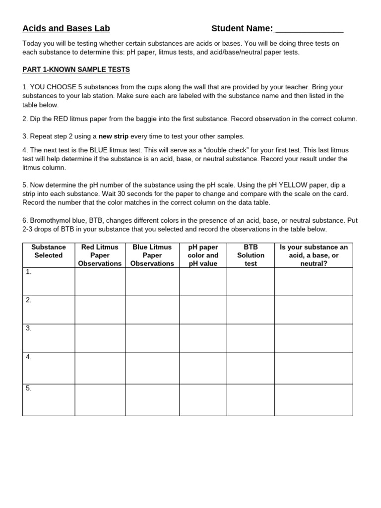 Acids and Bases Lab 2021 | PDF | Ph | Analytical Chemistry
