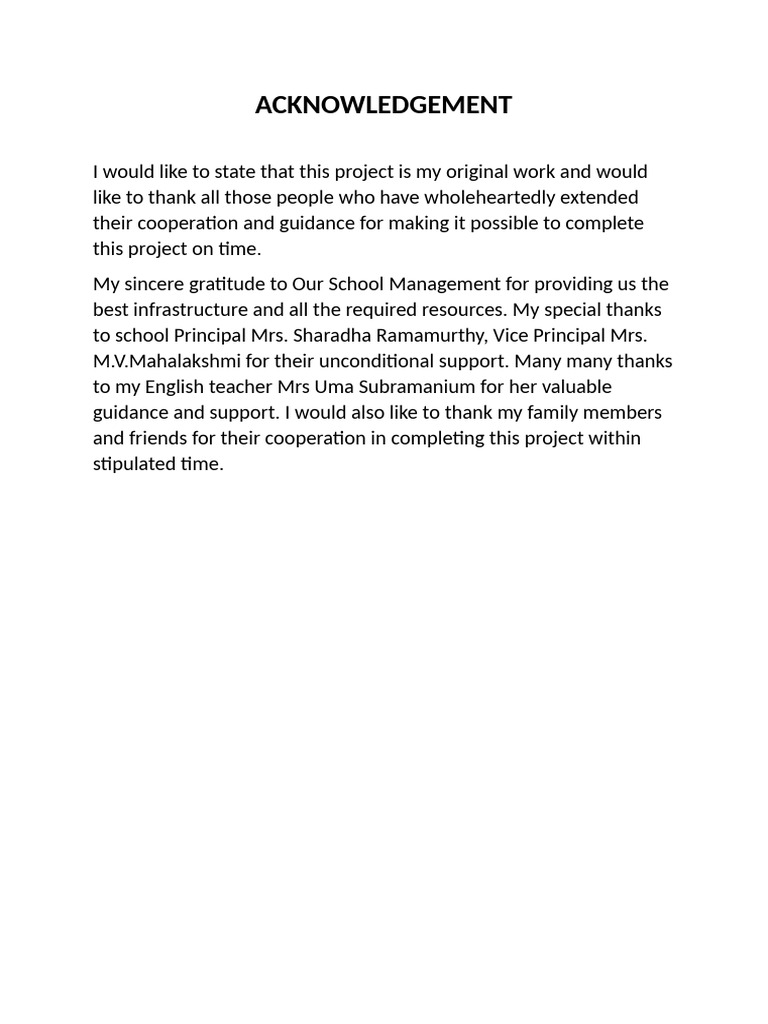 Project Acknowledgement Note | PDF