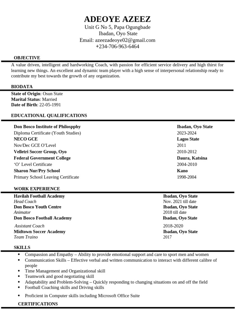 ADEOYE AZEEZ cv | PDF | Communication | Cognition