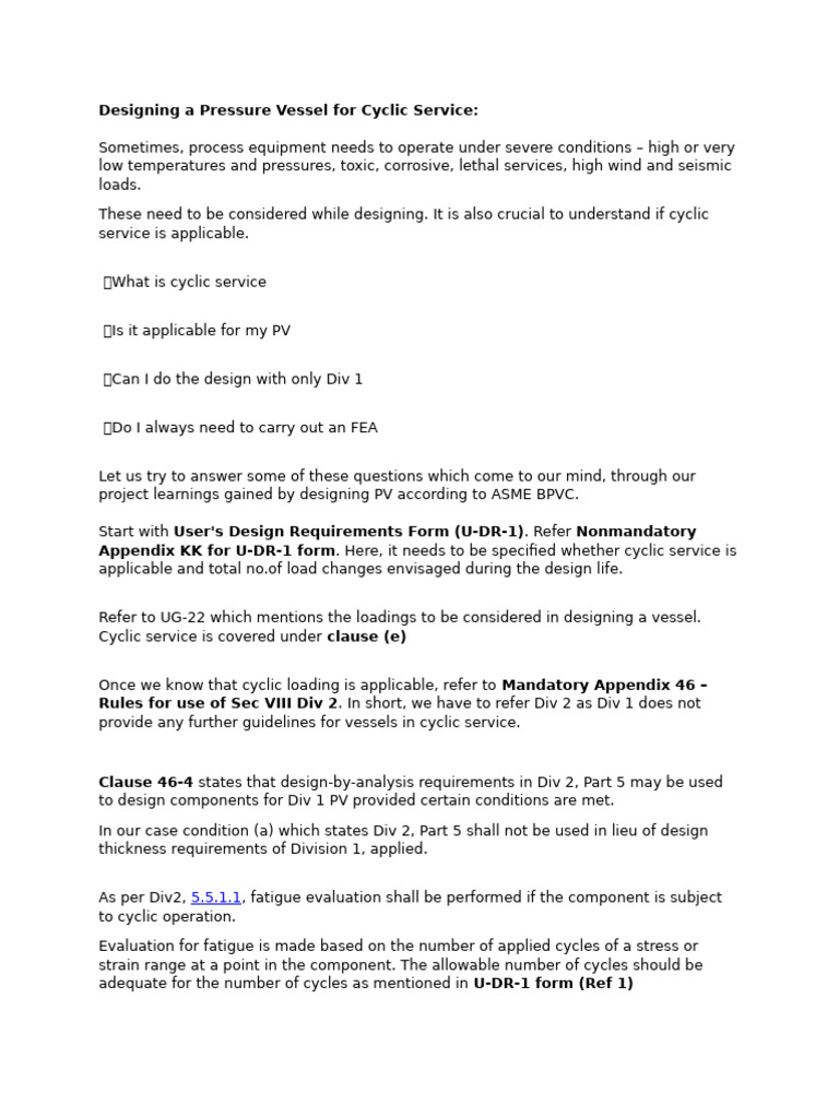 Designing a Pressure Vessel for Cyclic Service | PDF | Fatigue ...