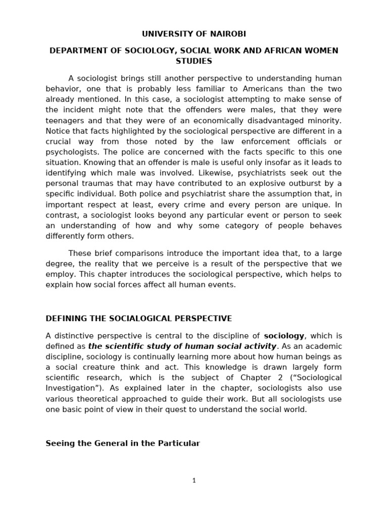 Understanding the Sociological Perspective | PDF | Sociology | Society
