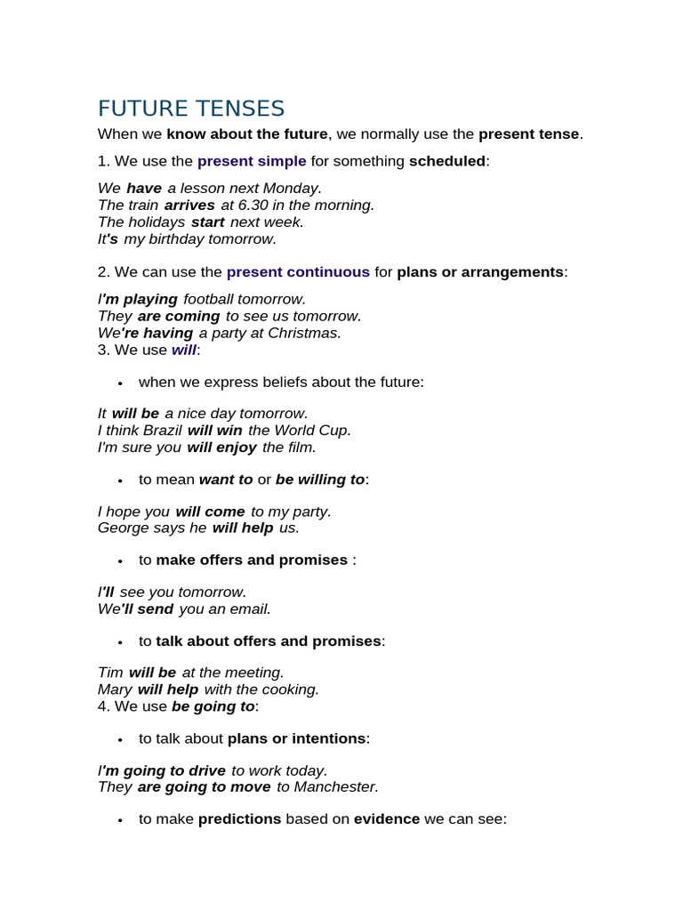 Future Tenses Explanation | PDF