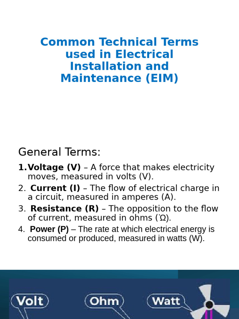 Common Technical Terms Used in Electrical Installation and | PDF ...