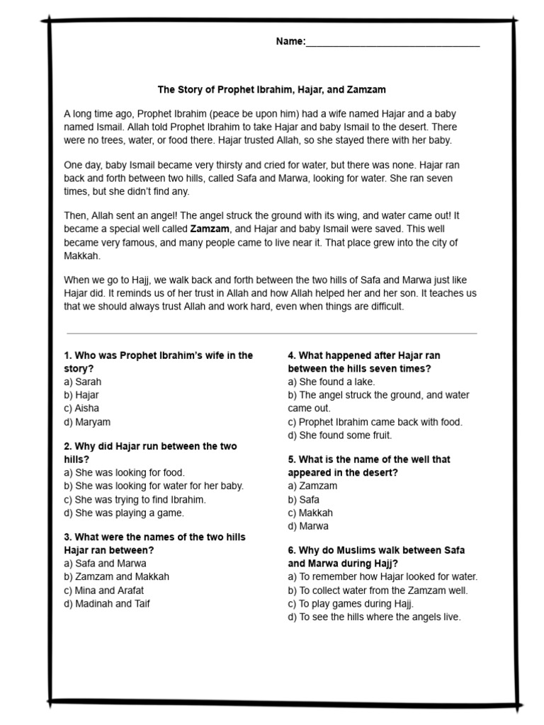 The Story of Prophet Ibrahim, Hajar, and Zamzam | PDF | Islamic Belief And Doctrine | Abrahamic ...