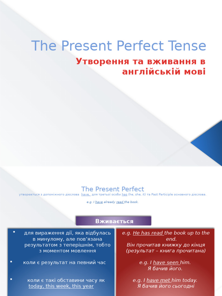 The Present Perfect Tense | PDF