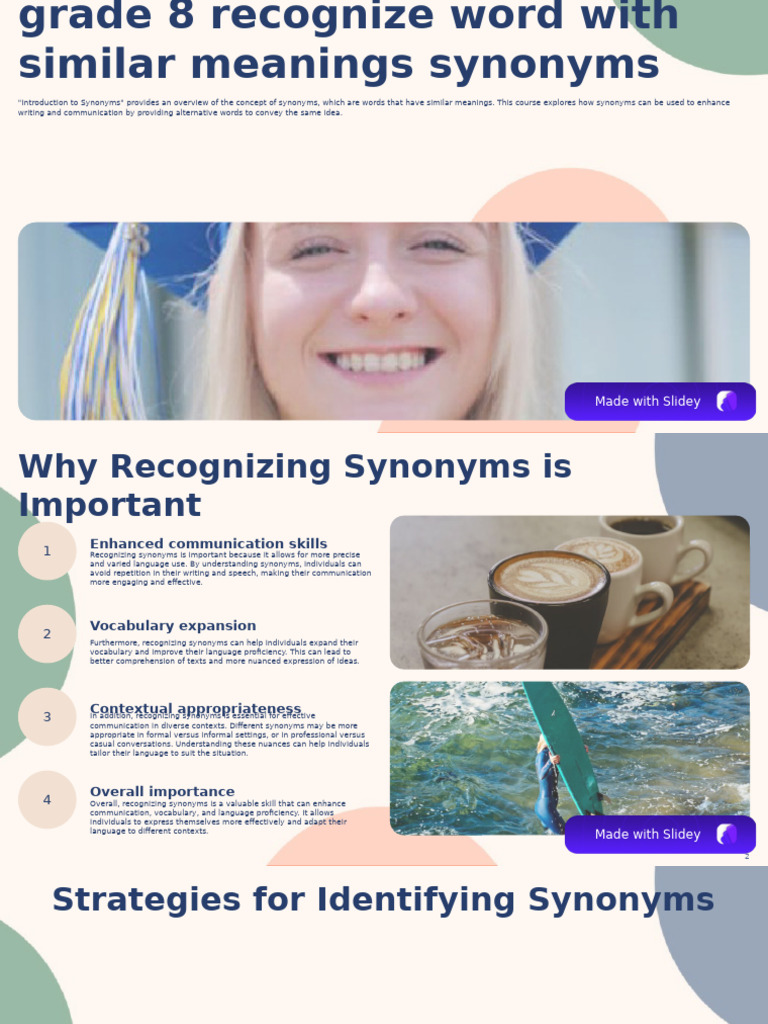 grade 8 recognize word with similar meanings synonyms | PDF ...