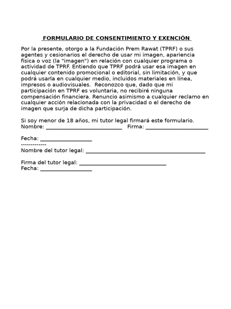 TPRF Release Form-Person-Spanish | PDF