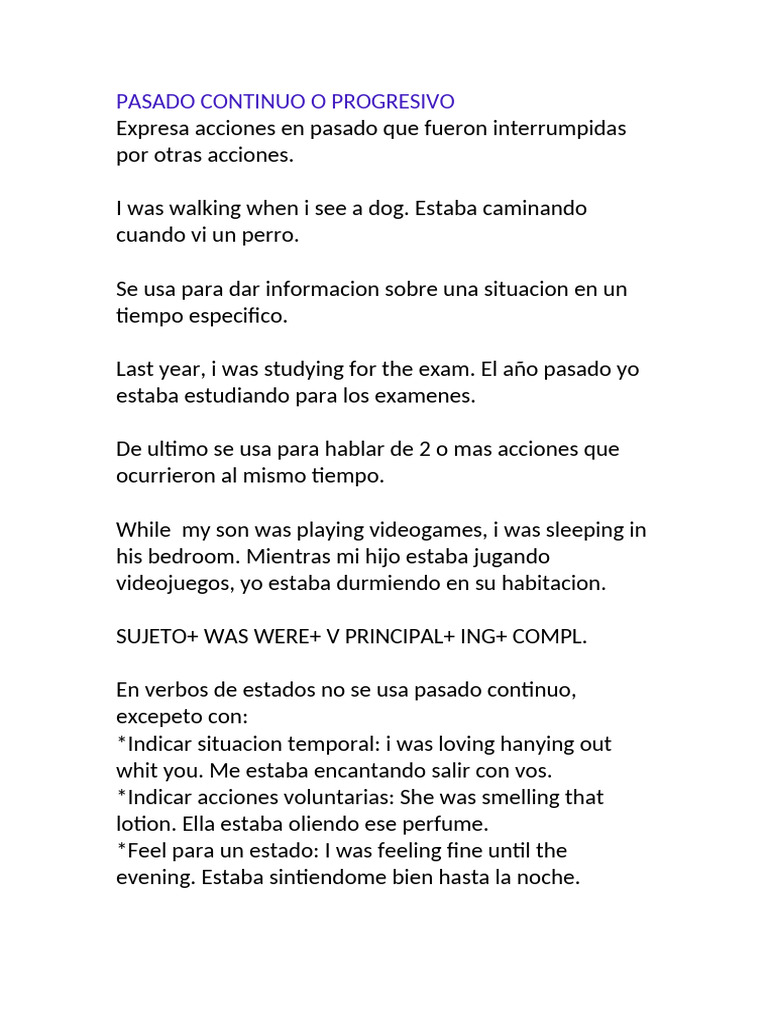 Uso del Pasado Continuo en Inglés | PDF