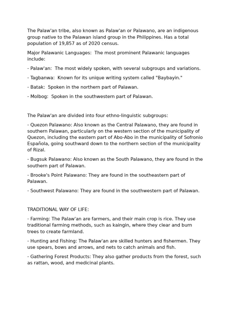 Palawan Tribe | PDF