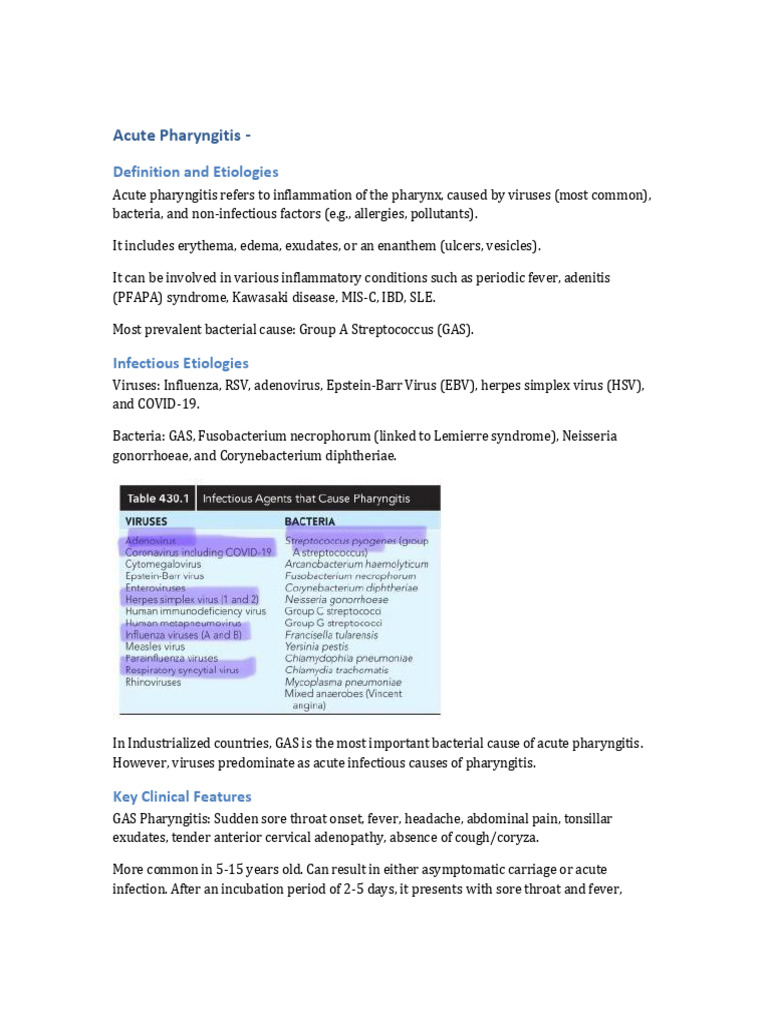 Acute Pharyngitis: Causes and Treatment | PDF | Diseases And Disorders ...