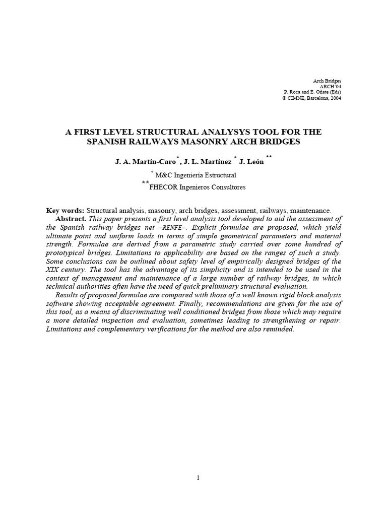 Structural Analysis Tool for Arch Bridges | PDF | Reliability ...