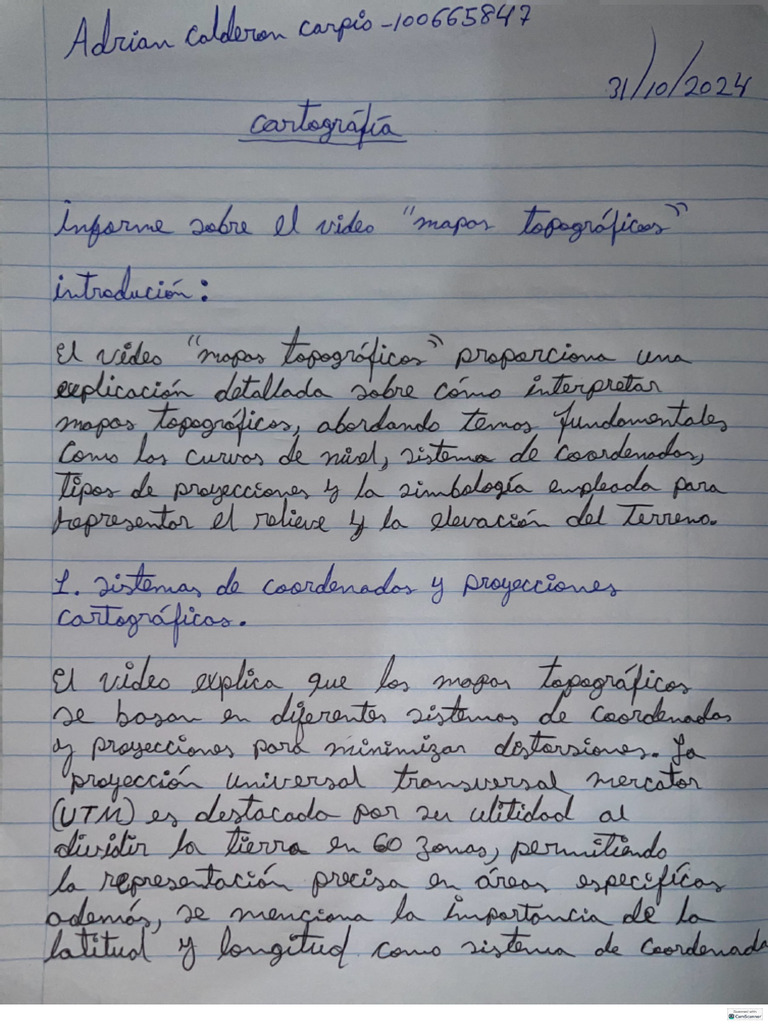 Informe sobre el video mapas topográfico | PDF
