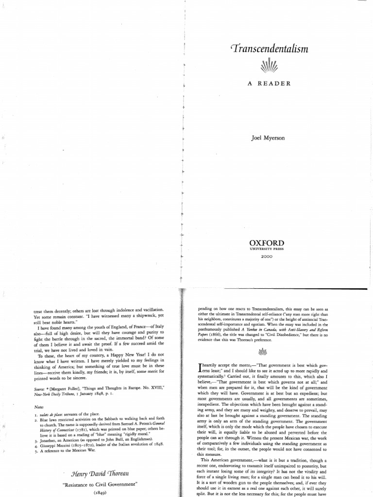 Civil Resistence - Thoreau - Resistance | PDF