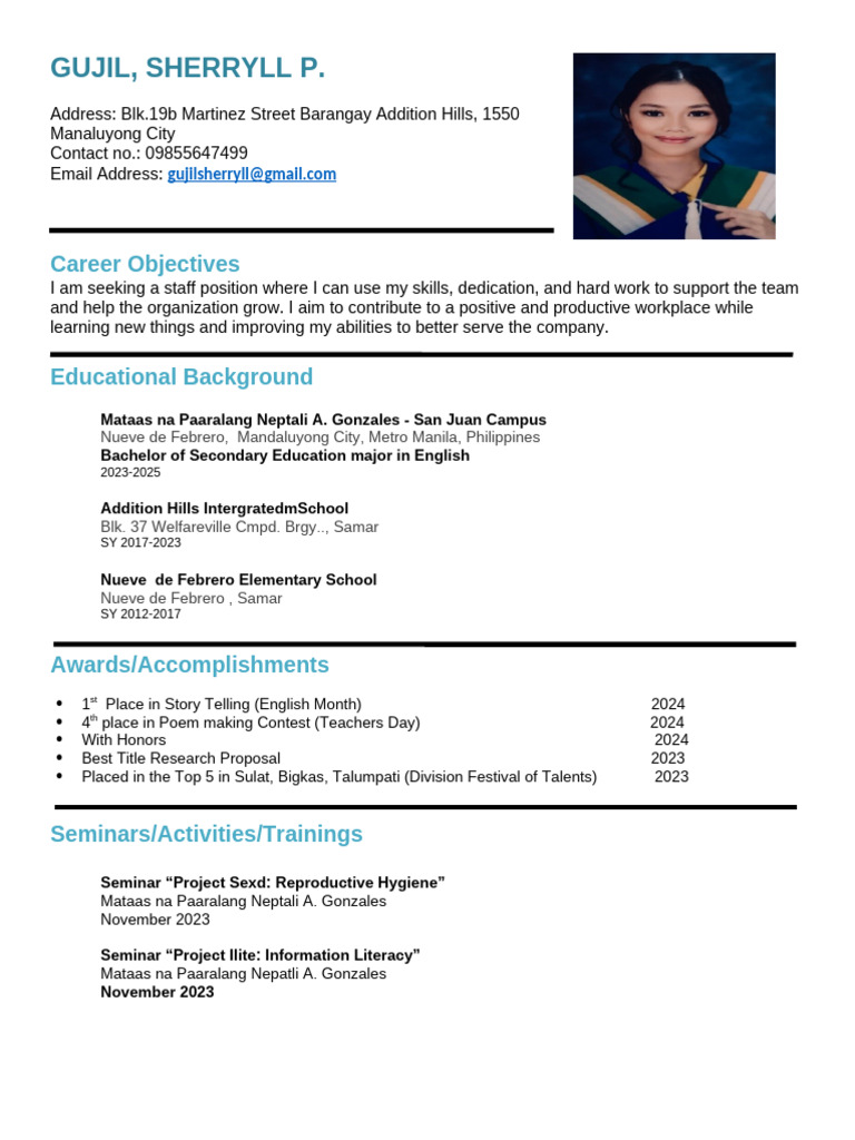 MARISOL-RAGOBRIO - CURRICULUM-VITAE (2) (AutoRecovered) | PDF | Learning | Cognition