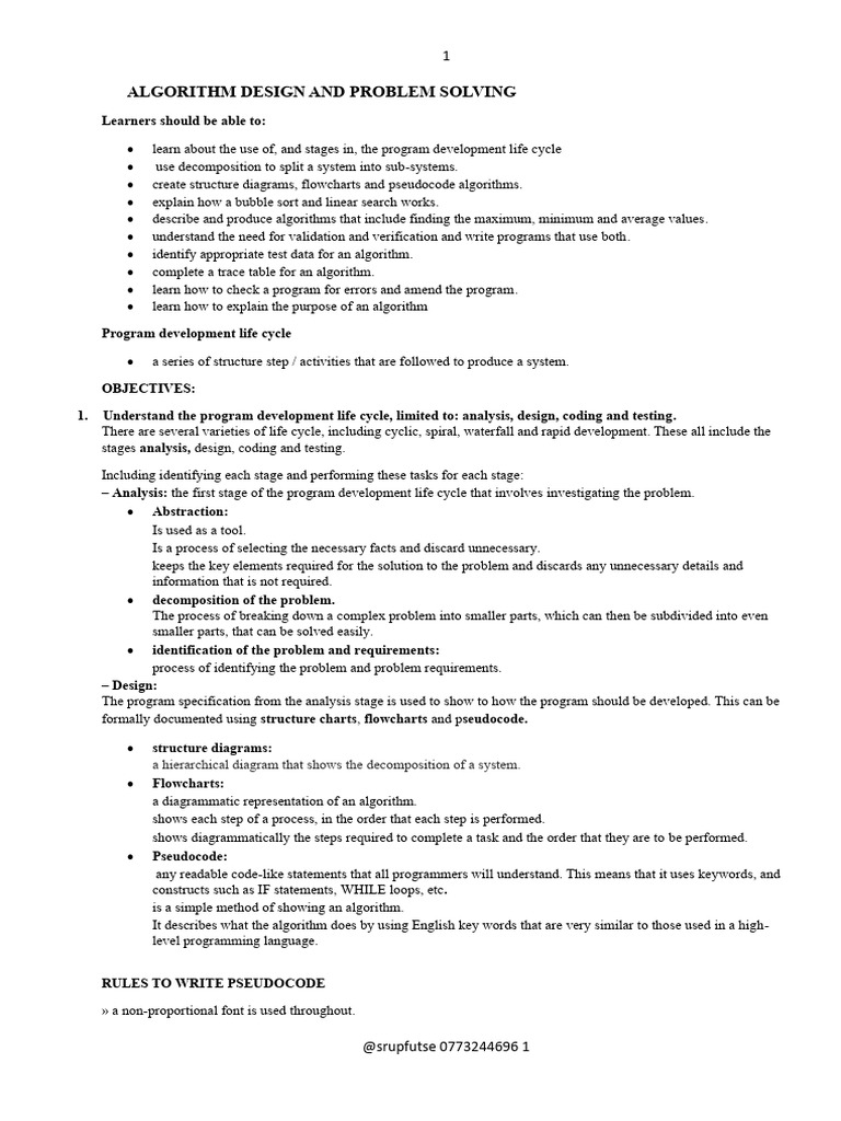 Algorithm Design and Problem Solving Notes 2025 | PDF | Algorithms ... Algorithm Design and Problem Solving Notes 2025 | PDF | Algorithms ...