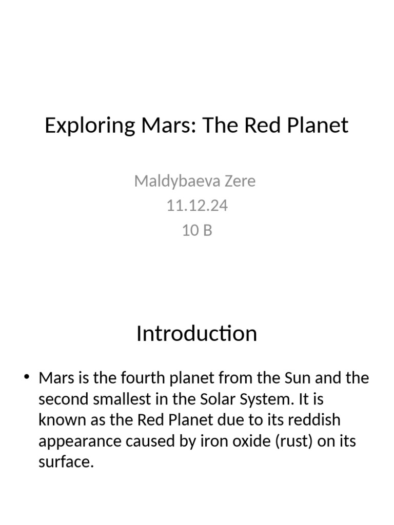 Exploring Mars Presentation | PDF